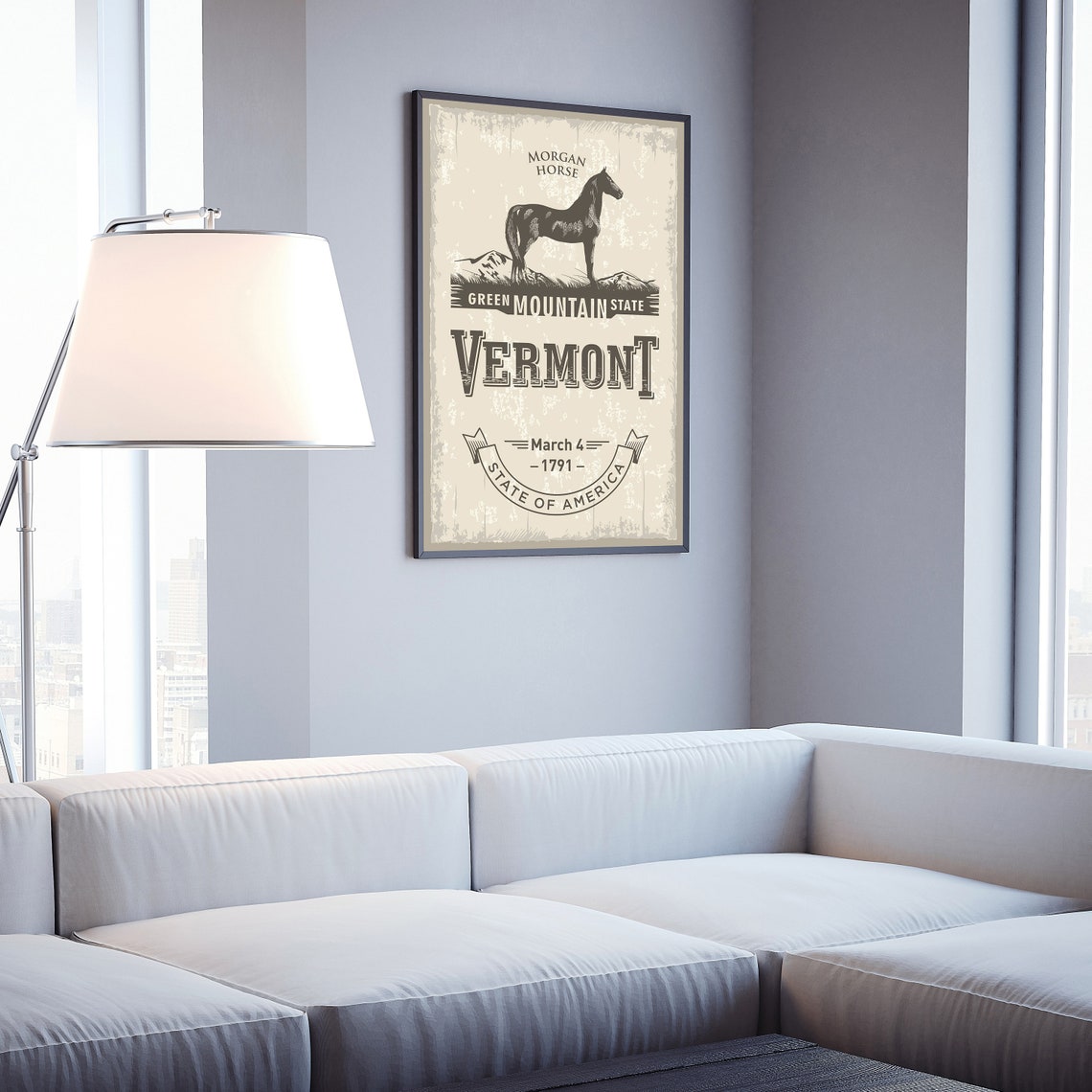 VERMONT State Morgan Horse Symbol Poster, Green Mountain State Poster ...