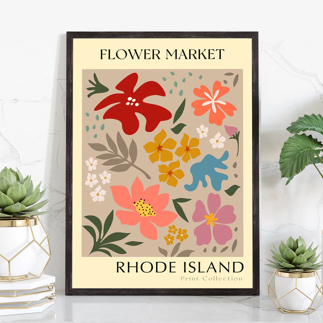 Rhode Island State Flower Print, USA States Poster, Rhode Island Flower ...