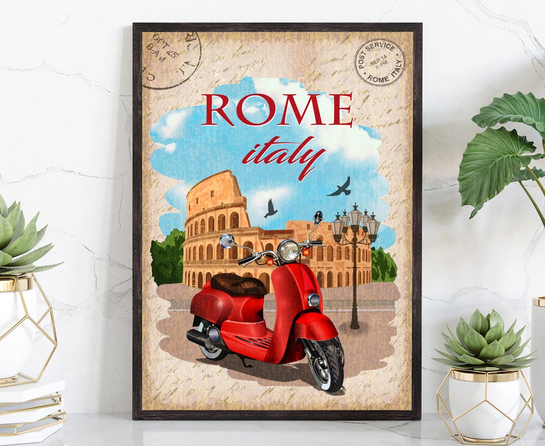ITALY ROME Travel Poster, Rome Cityscape Poster Artwork, Italy Rome ...
