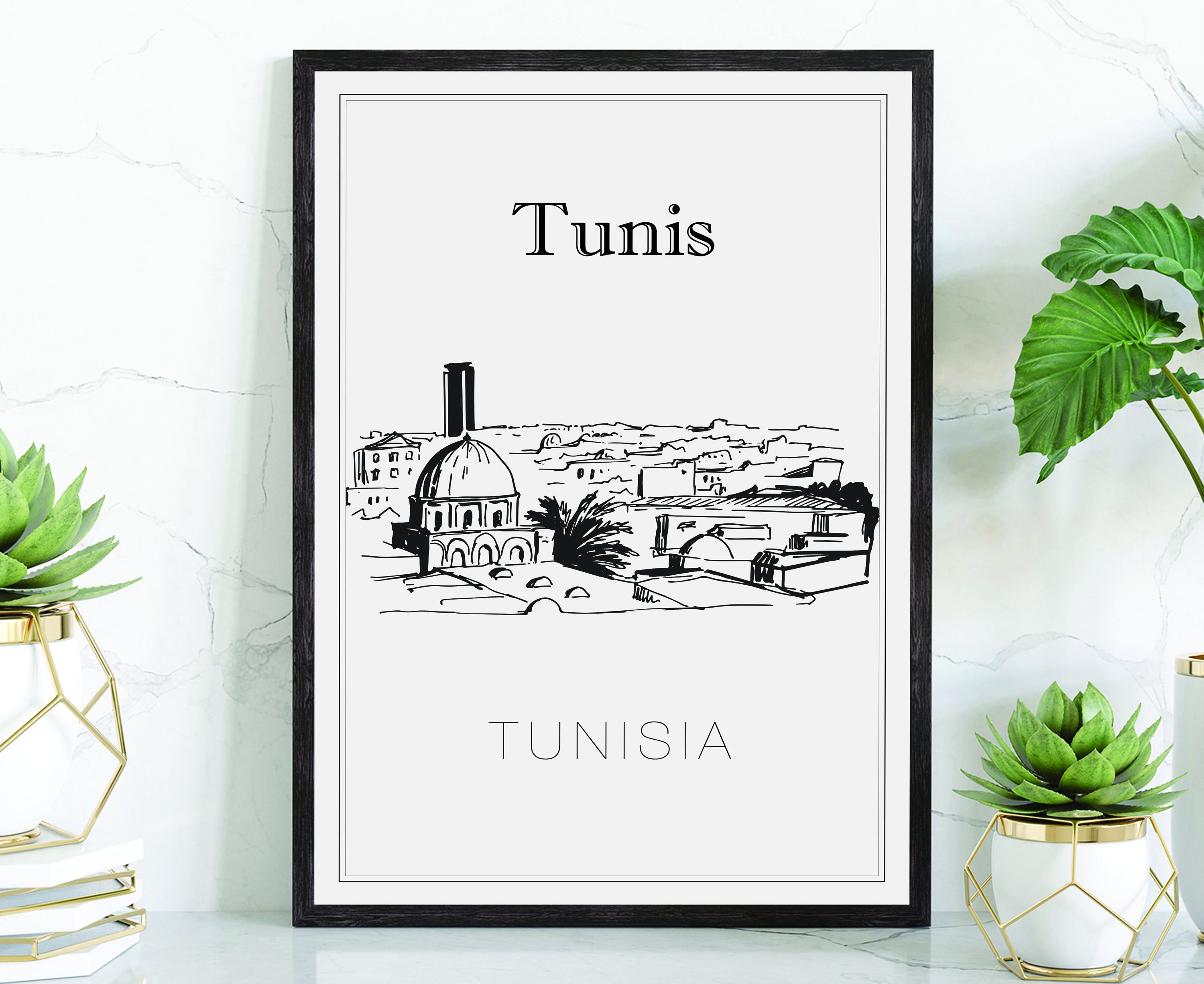 Hand Drawn Poster Tunis Travel Poster Tunisia Poster Wall | Etsy