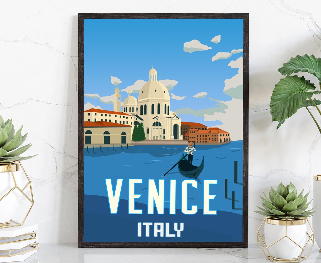 VENICE TRAVEL POSTER, Venice Cityscape and Landmark Poster Wall Art ...