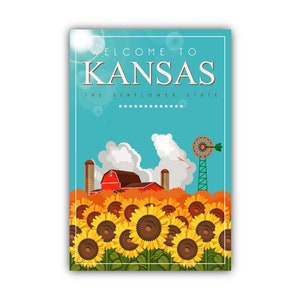 Retro Style Travel Poster, Kansas Vintage Rustic Poster Print, Home ...