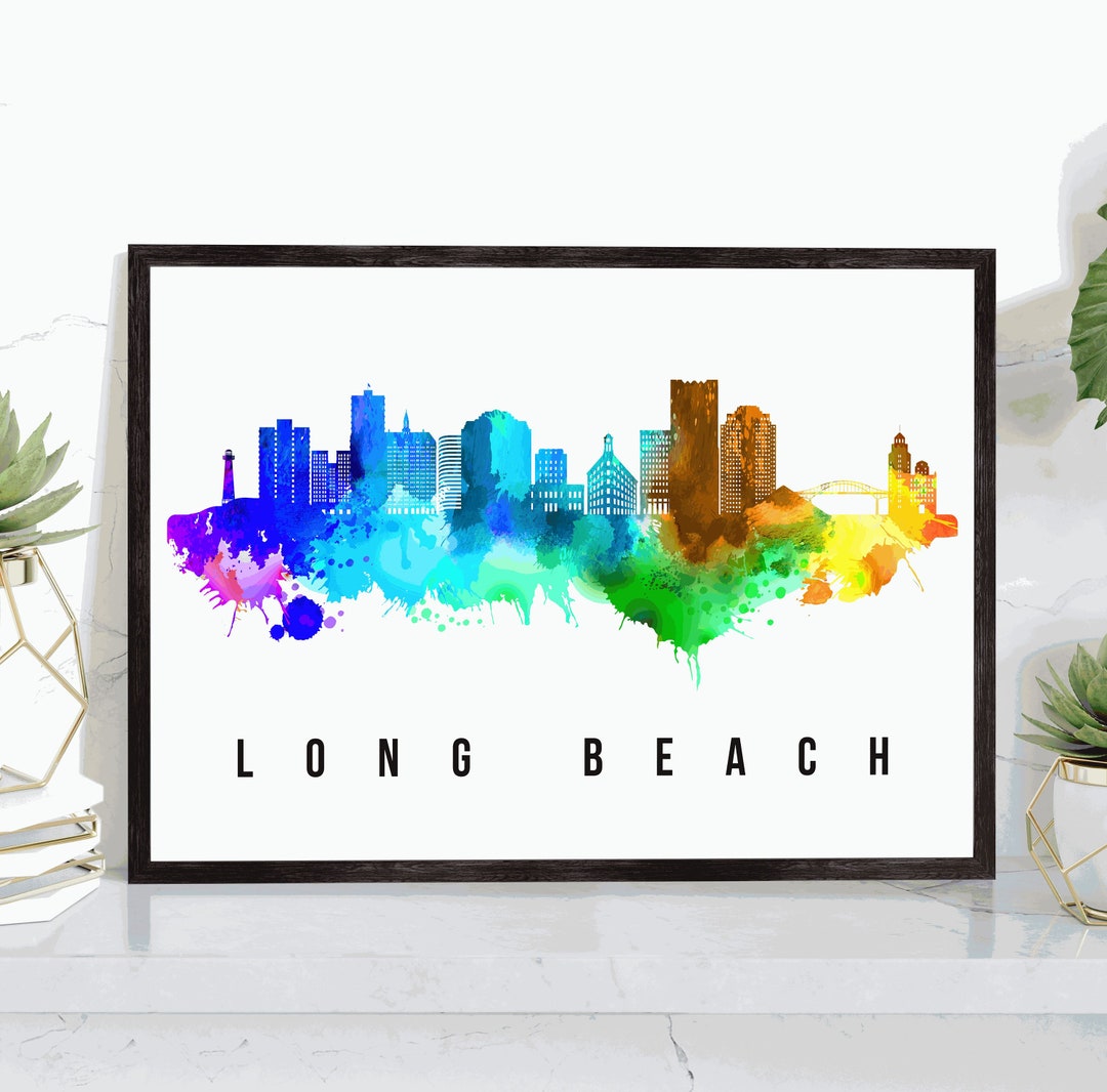 Long Beach Skyline California Poster, California Cityscape Painting ...