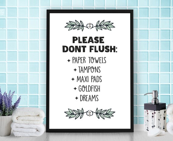 Please Don't Flush Restroom Wall Decor Bathroom Wall | Etsy