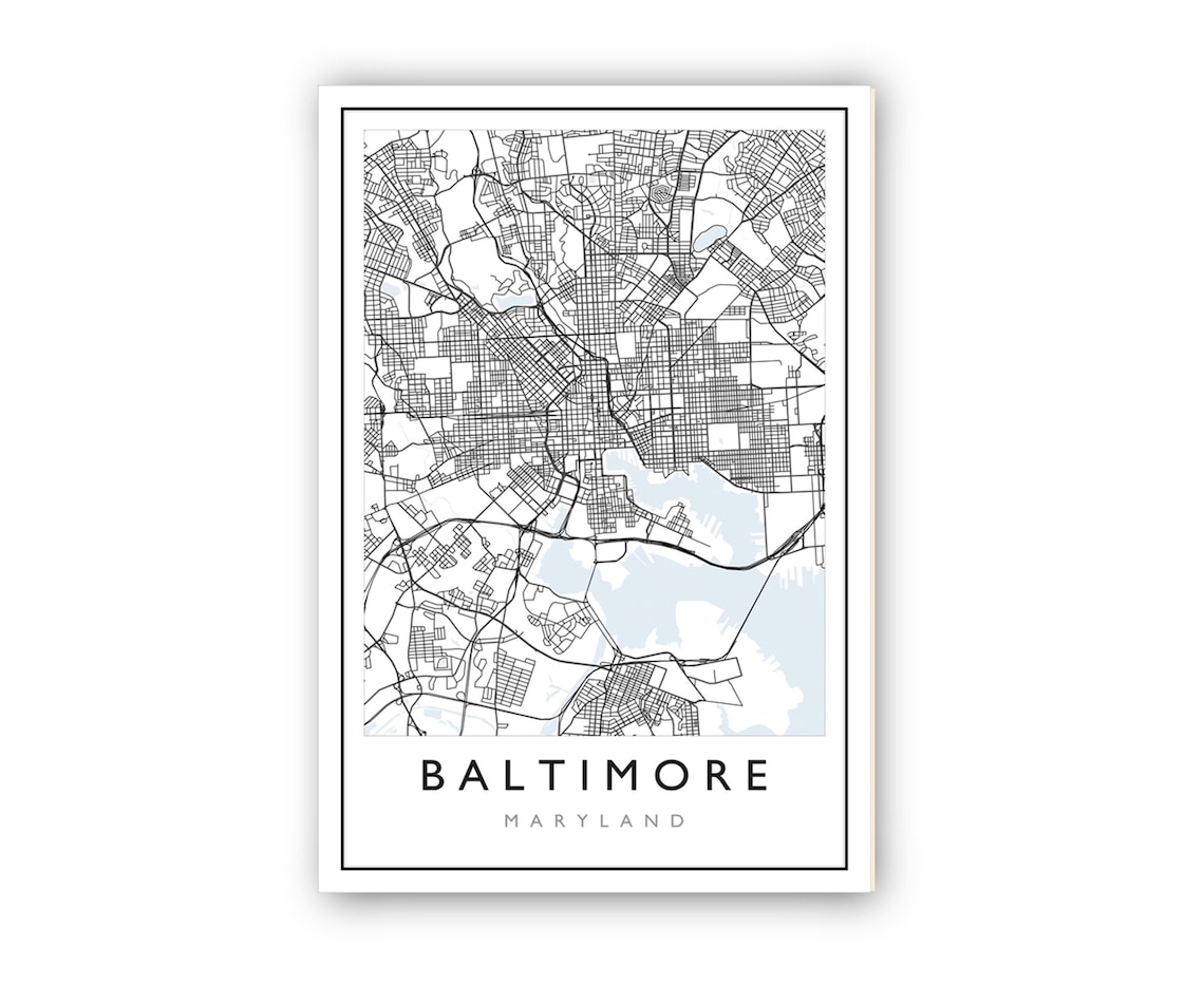 Baltimore Map Baltimore City Road Map Poster Baltimore - Etsy