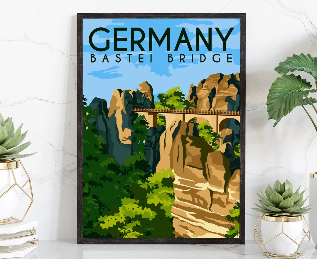 GERMANY Travel Poster, BASTEI BRIDGE Poster, Germany Country Cityscape ...