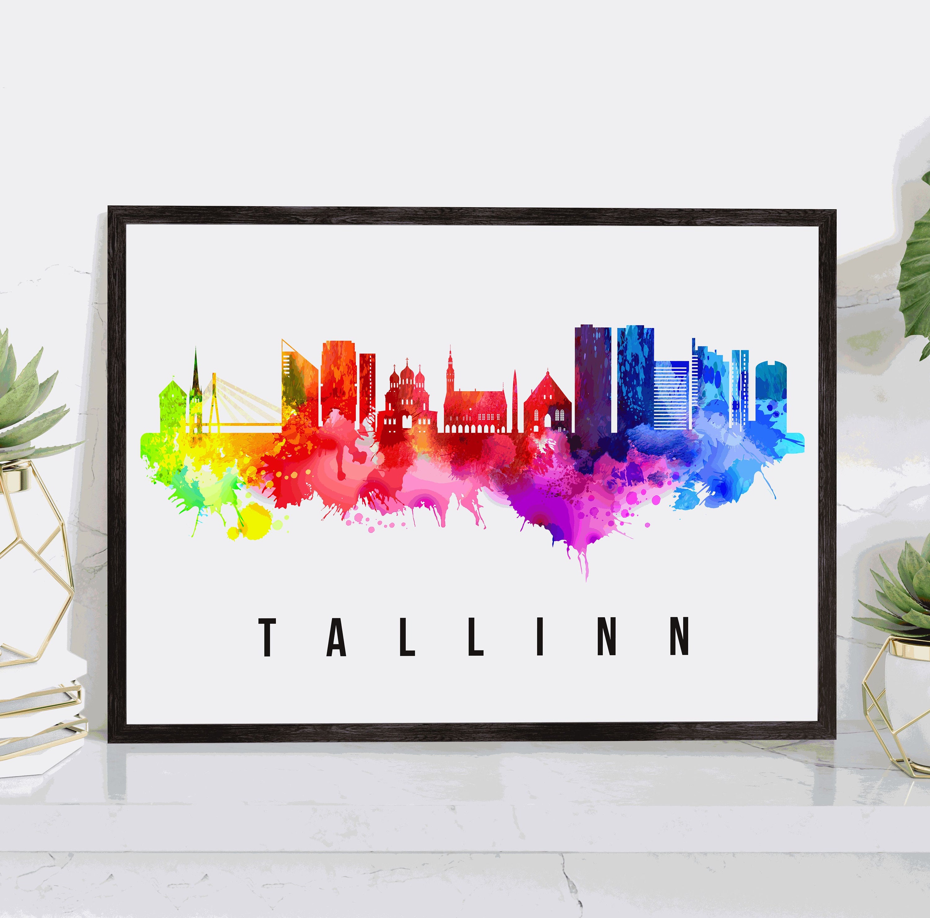 TALLINN - ESTONIA Poster, Skyline Poster Cityscape and Landmark Tallin ...