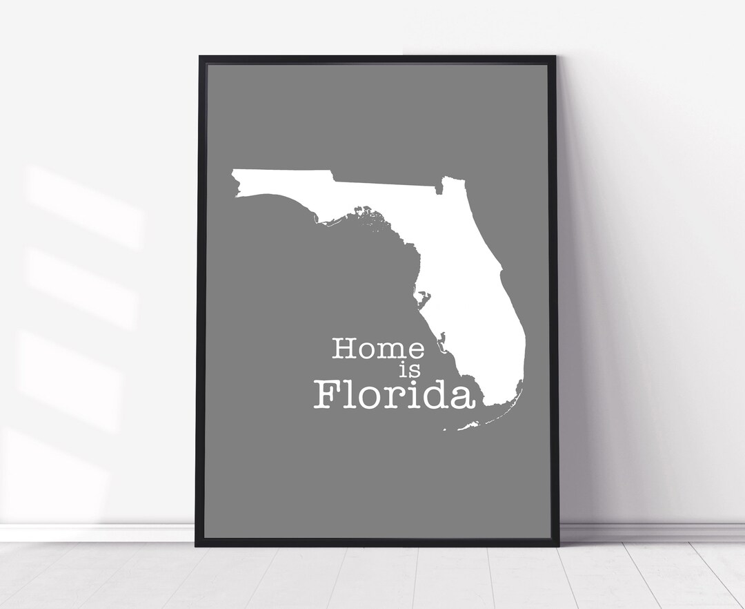 Florida Map Poster, Florida Minimalist States Map Print , City Map ...
