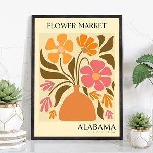 Alabama State Flower Print, USA States Poster, Alabama Flower Market ...