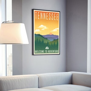 Retro Style Travel Poster, Tennessee Vintage Rustic Poster Print, Home ...