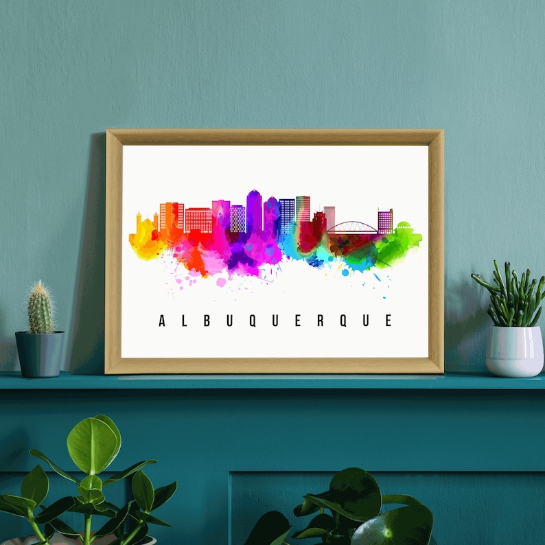 Albuquerque Skyline New Mexico Poster, Cityscape Painting, Albuquerque ...