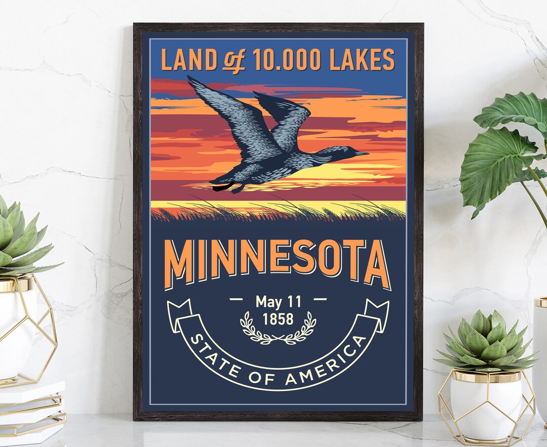 United States Poster, Minnesota State Poster Print, Minnesota State ...