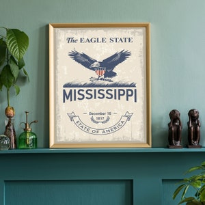 Mississippi State Symbol Poster, Mississippi State Poster Print, State ...