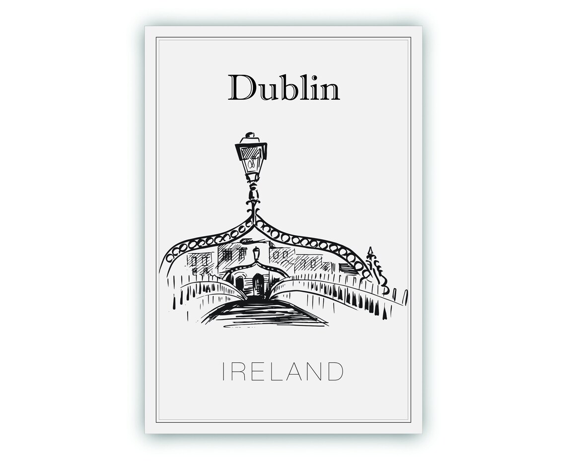 Hand Drawn Poster, Dublin Travel Poster, Ireland Dublin Poster Wall Art ...