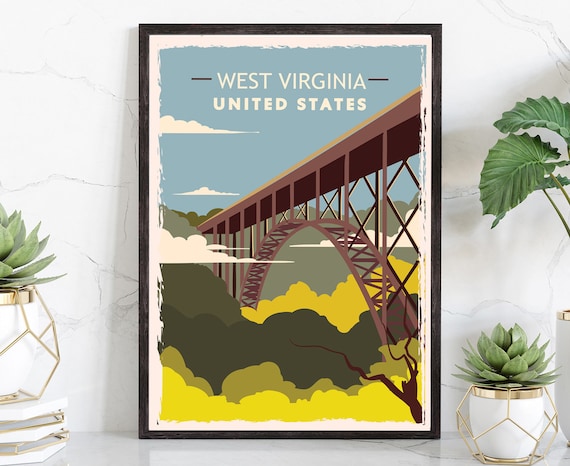 Retro Style Travel Poster West Virginia Vintage Rustic Poster - Etsy