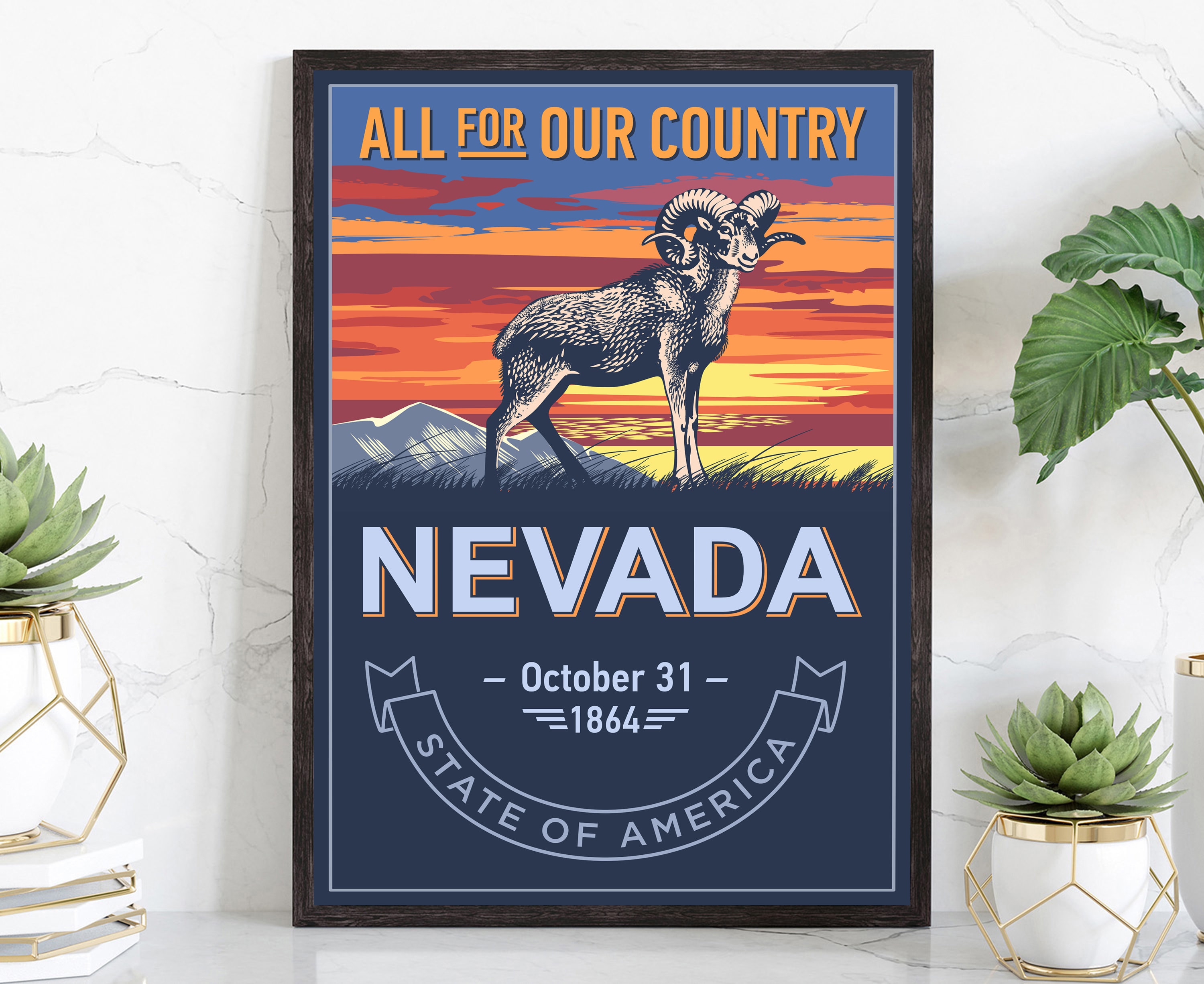 United States Poster, Nevada State Poster Print, Nevada State Emblem ...