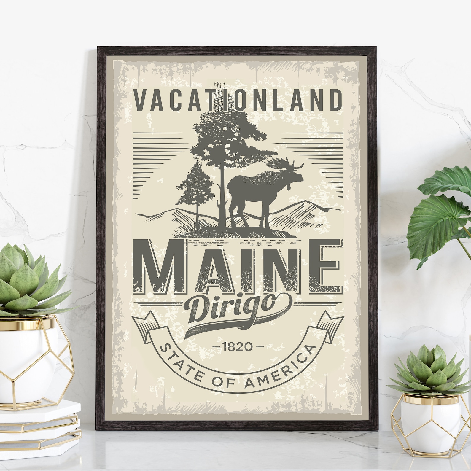 Maine State Symbol Poster Maine State Poster Print Maine - Etsy