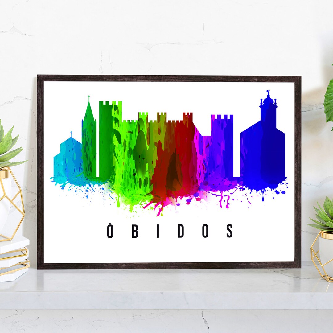 Obidos Portugal Poster, Skyline Poster Cityscape Poster, Portugal ...