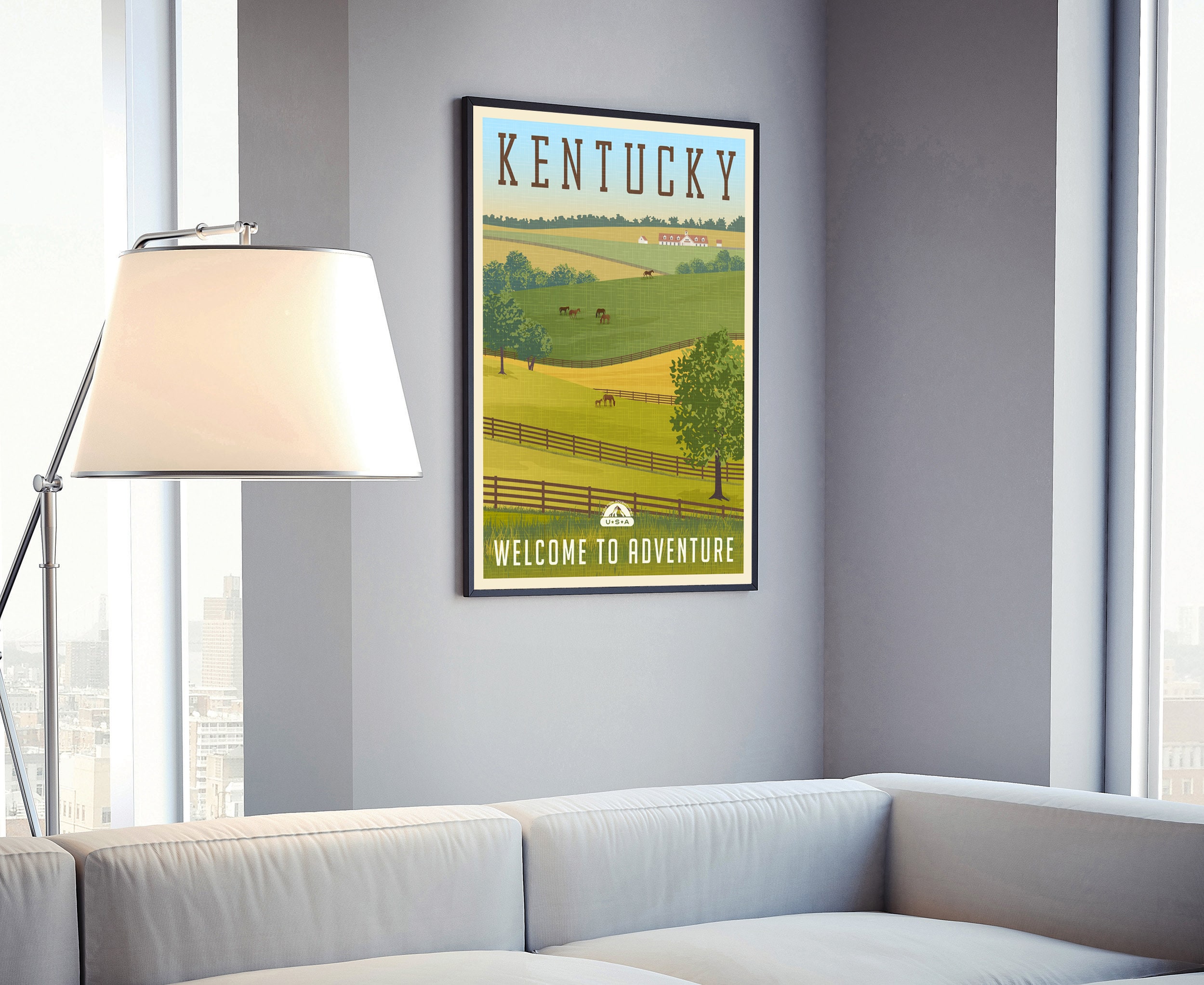Retro Style Travel Poster Kentucky Vintage Rustic Poster - Etsy