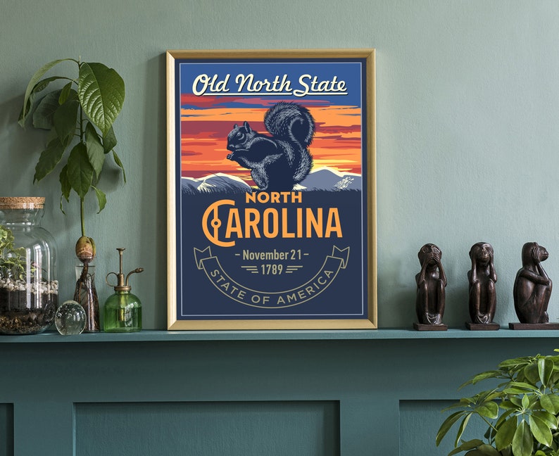 United States Poster North Carolina State Poster Print North - Etsy