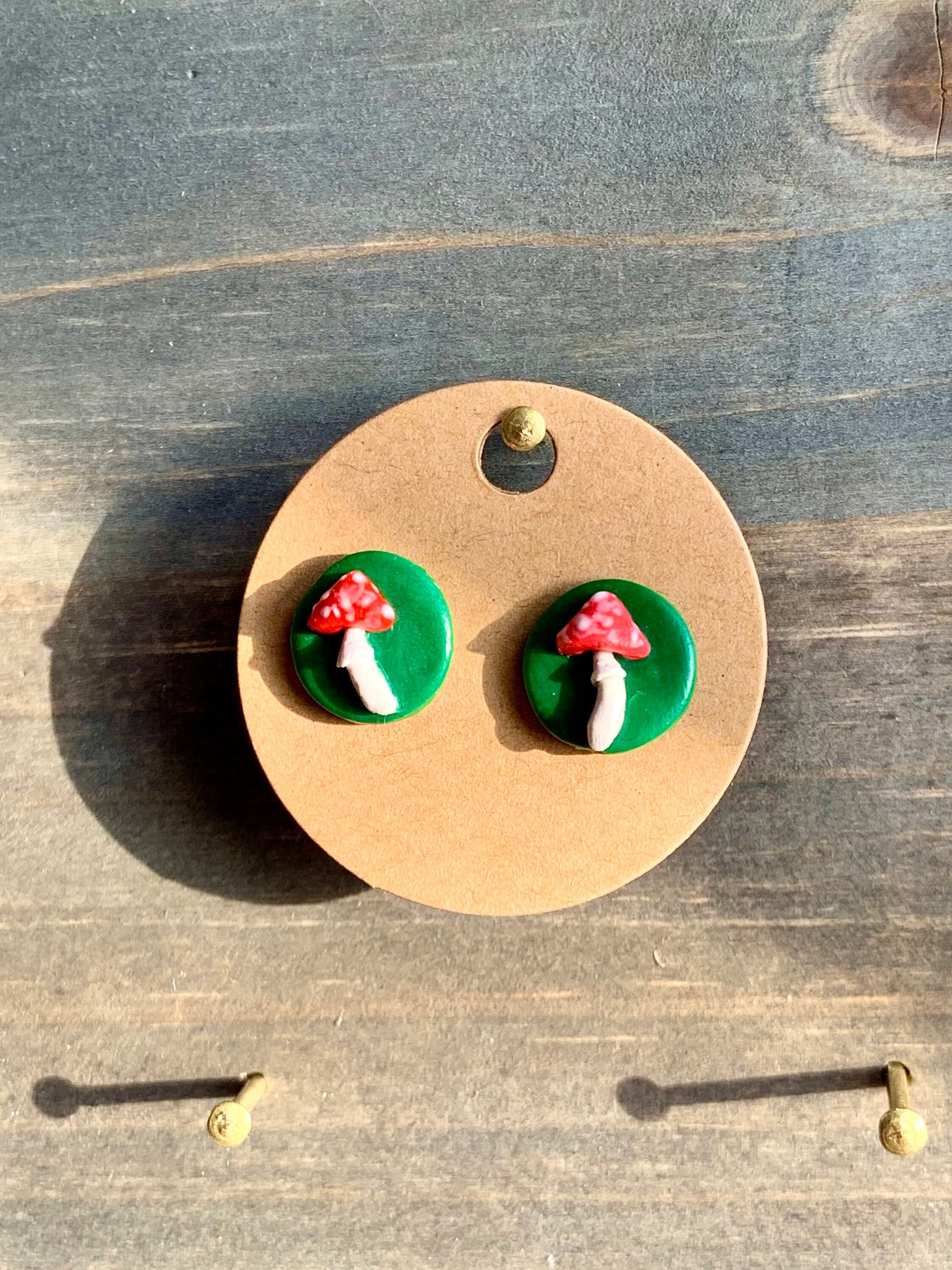 Polymer Clay Mushroom Earrings Mushroom Studs Realistic Mushroom Mushroom Charm Forrest Studs - Etsy
