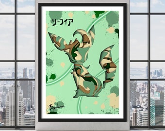 Pokemon Leafeon Illustration, Pokemon Art Print, Watercolor Pokemon ...