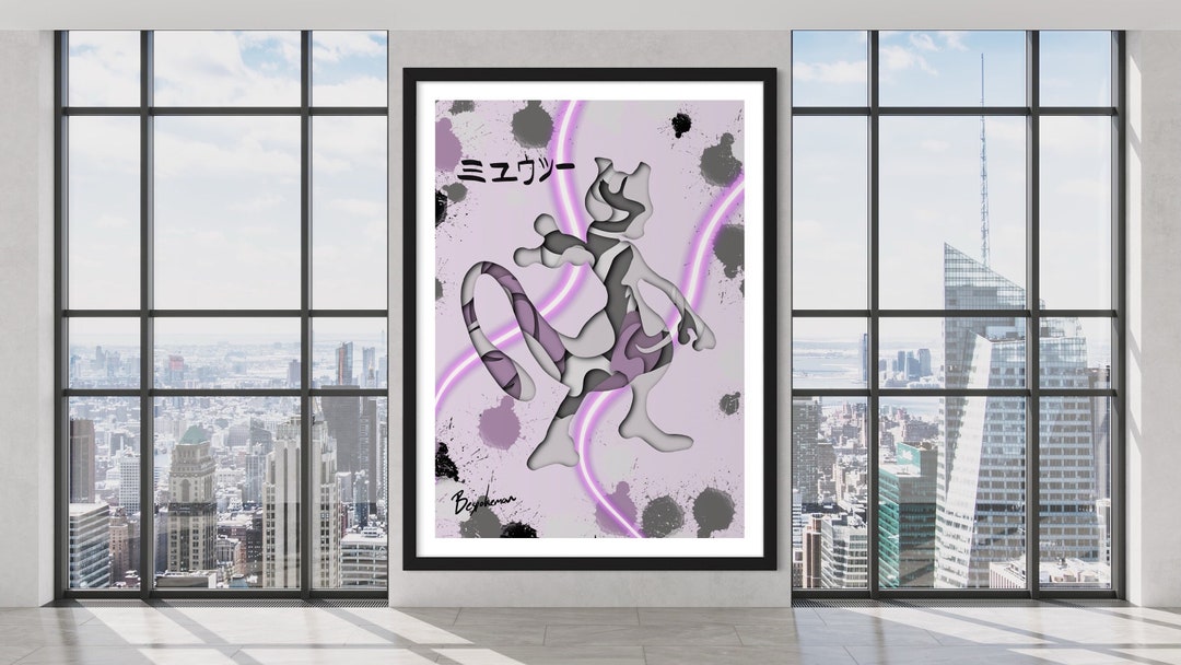 Mewtwo Shadow Style Print - Etsy