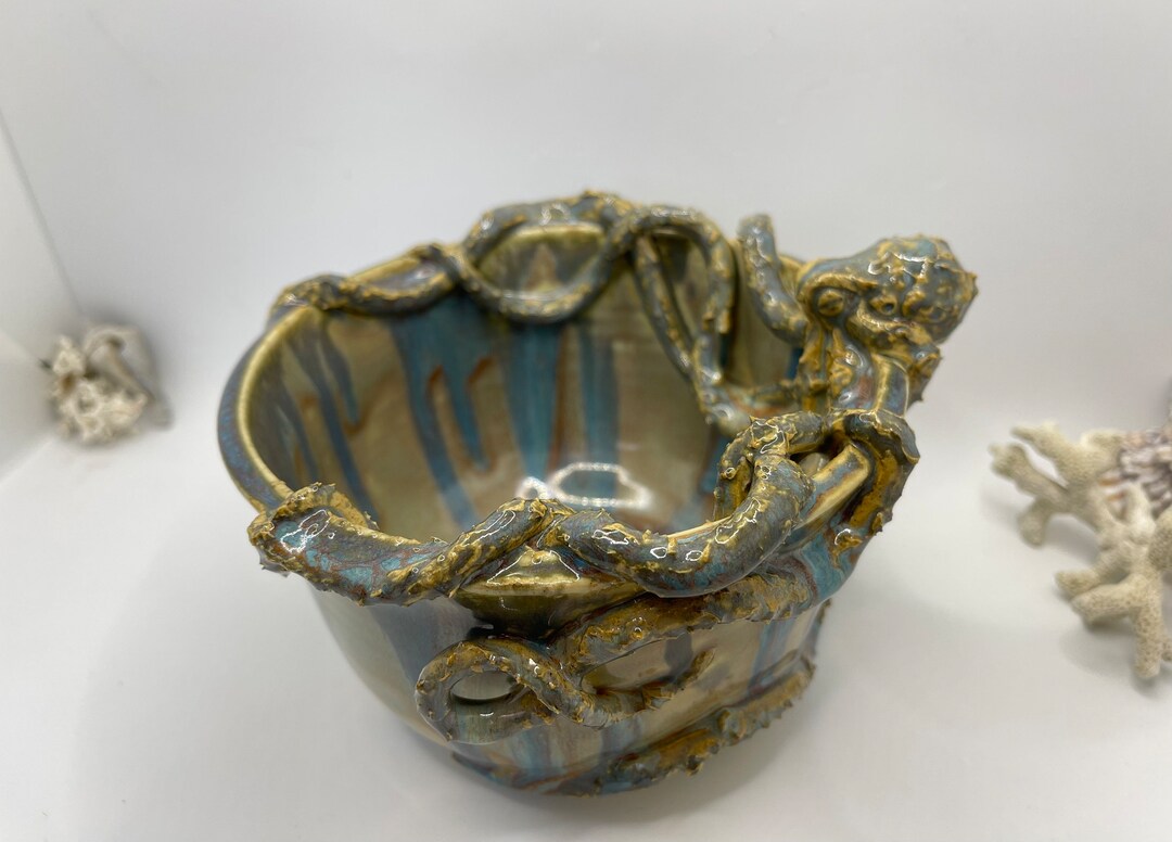 Octopus Bowl Handmade Ceramic Decorative Dish Housewarming Coastal - Etsy