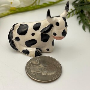 Handmade Cow Ceramic Figurine, Miniature Bull Collectible Figure - Etsy