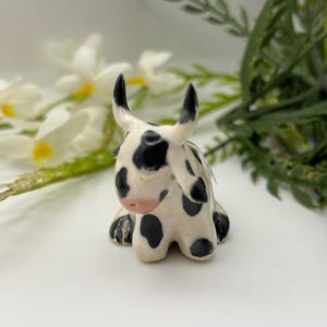 Handmade Cow Ceramic Figurine, Miniature Bull Collectible Figure - Etsy