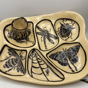 Ceramic Insect Themed Paint Palette With Water Cup, Bug Handmade ...