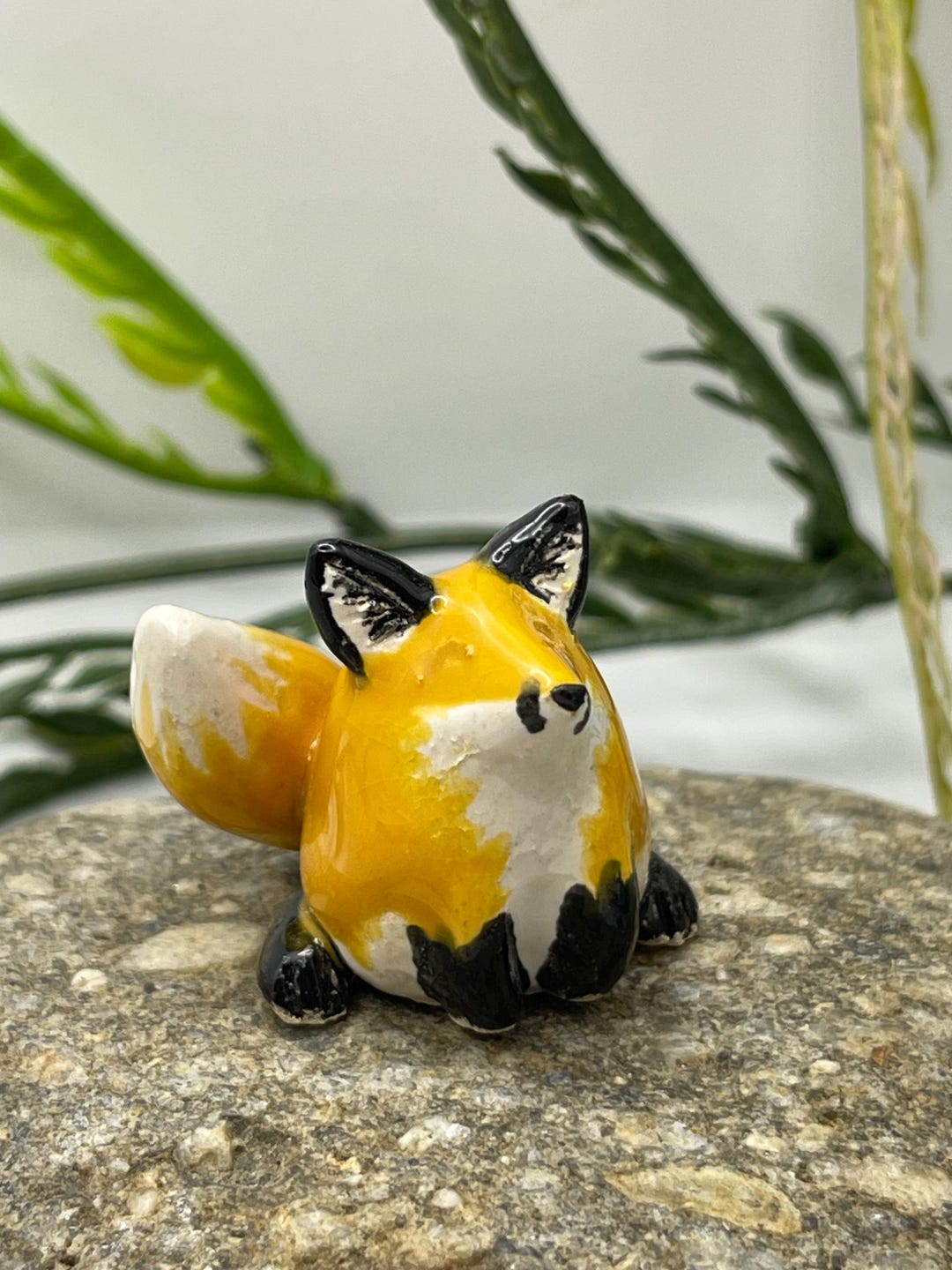 Ceramic Red Fox Figurine, Handmade Fox Miniature Collectible - Etsy