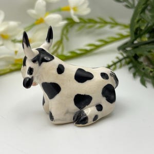 Handmade Cow Ceramic Figurine, Miniature Bull Collectible Figure - Etsy