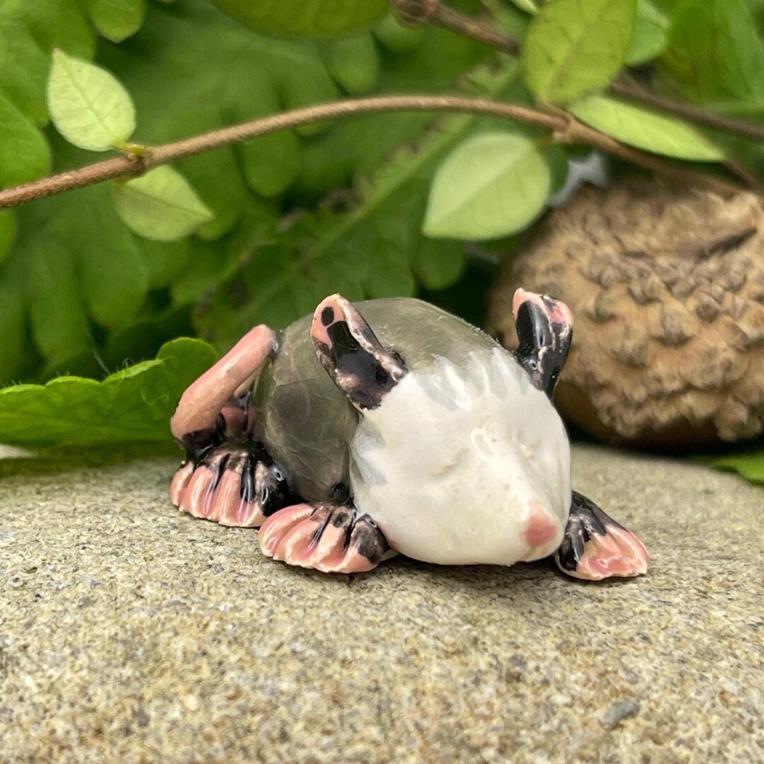 Opossum, Mini Sleepy Opossum Figurine, Handmade Ceramic Statue - Etsy
