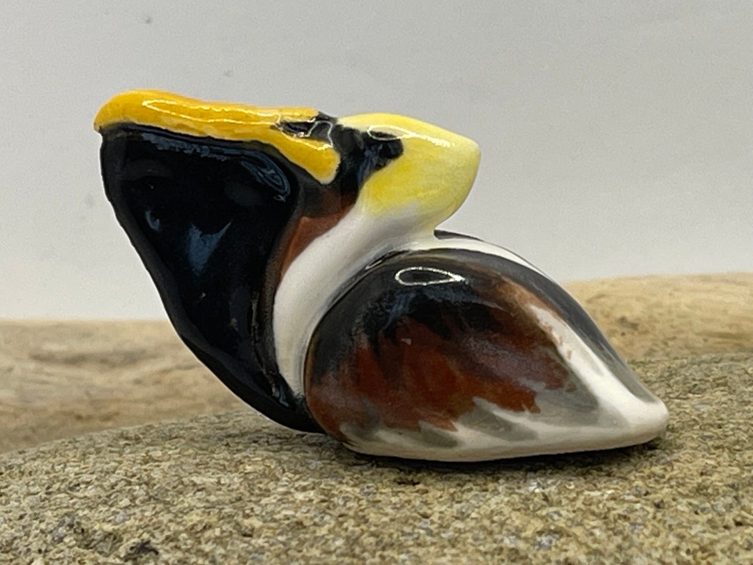 Brown Pelican Miniature Ceramic Figurine, Hand Sculpted Bird ...