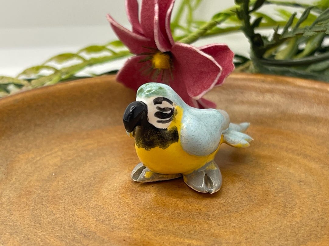 Ceramic Handmade Macaw Bird Figurine, Miniature Parrot Sculpture - Etsy