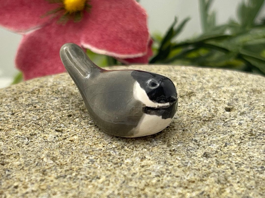 Chickadee Ceramic Handmade Animal Figurine, Black Capped Chickadee ...