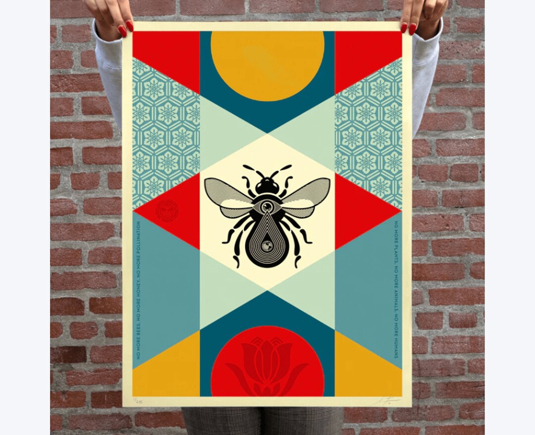 Signed Poster - Bee Geometric BLUE - Shepard Fairey (OBEY) - Limited ...