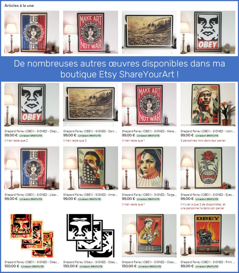 Affiche Shepard Fairey (OBEY) - SIGNÉE - Make Art Not War - 2026 - Open ...