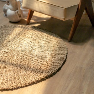 Round Seagrass Rug 100 or 120 Cm LOKA 2 Sizes Beige Natural Carpet ...