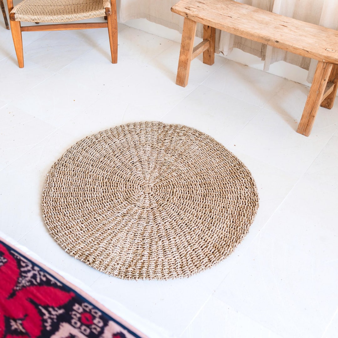 Seagrass Rug Round 100/120 Cm – Boho Style Rug – Round Rug Natural ...