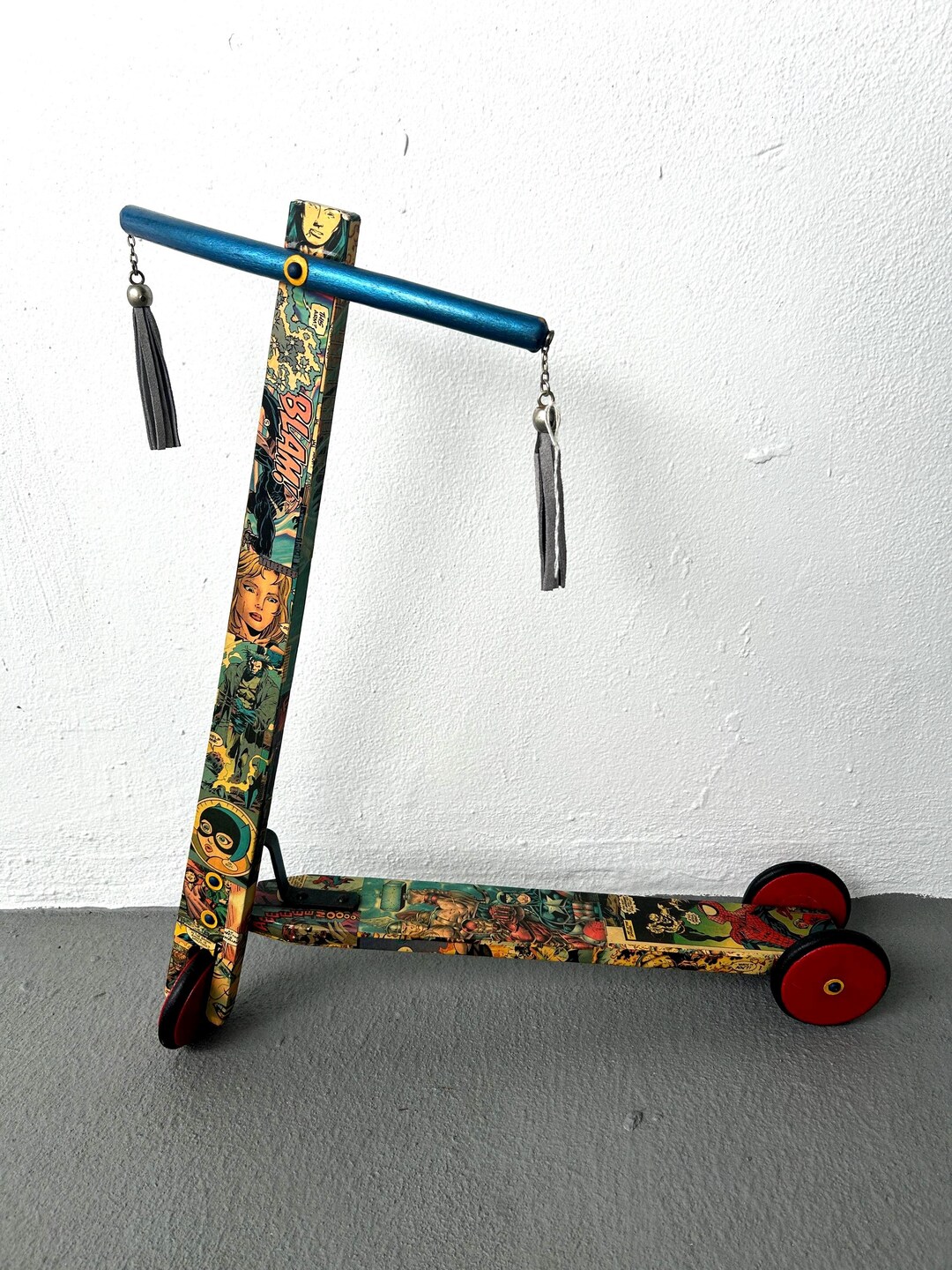 Comic Book Decoupage Scooter Art: Upcycled Vintage Decor - Etsy