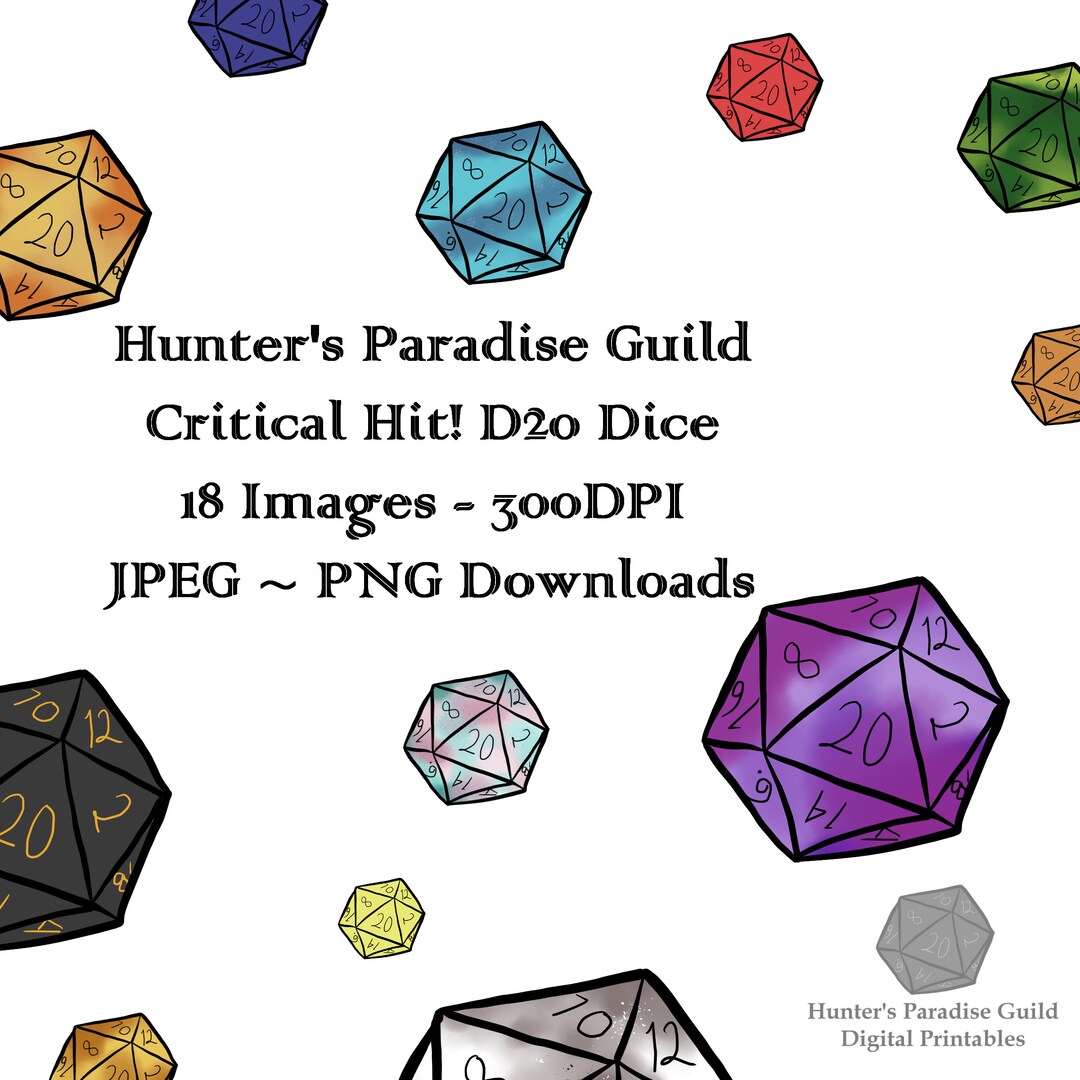 Critical Hit D20 Dice Clipart - Instant Digital Download - Etsy