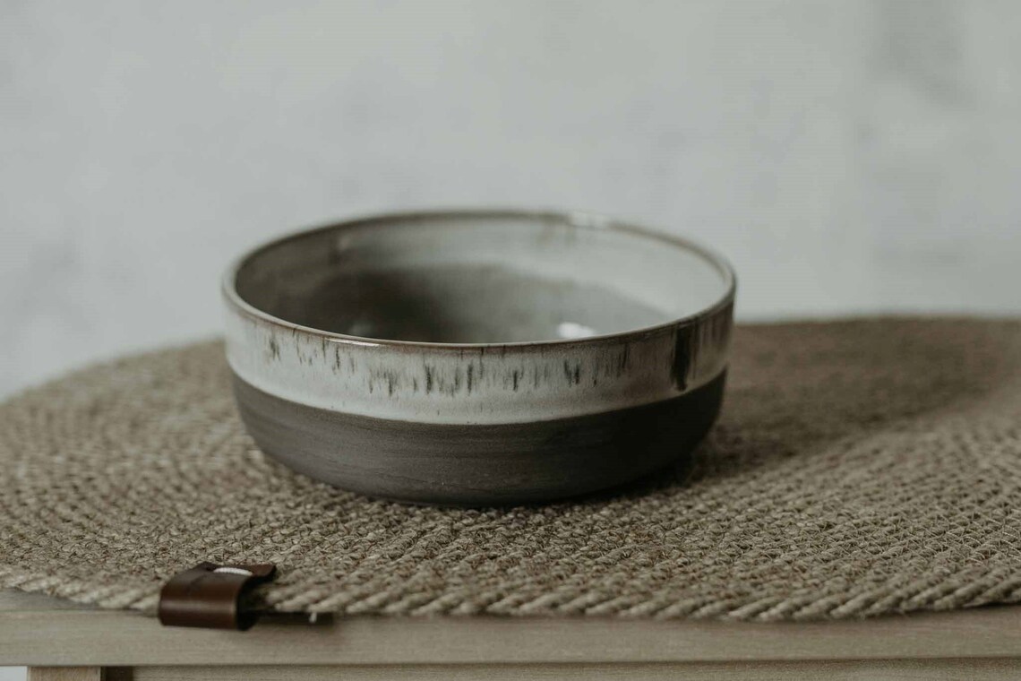 Ceramic Dog Bowls Set With Jute Pet Rug. Modern Pet Bowls With - Etsy