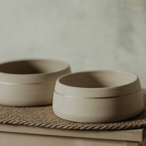 Ceramic Dog Bowls Set With Jute Pet Rug. Modern Pet Bowls. Dog Bowls ...