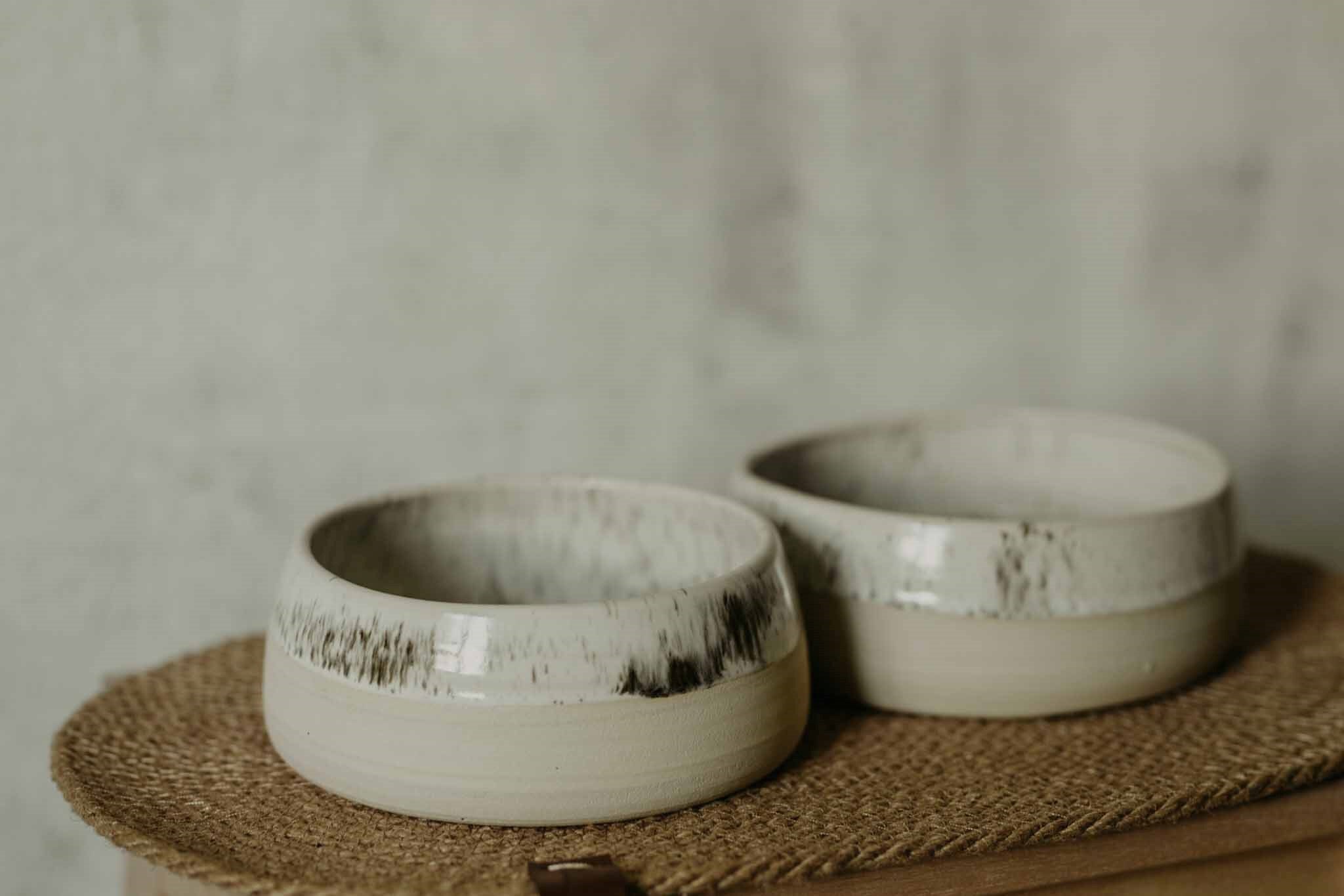 Ceramic Dog Bowls Set With Jute Pet Rug. Modern Pet Slow Feed - Etsy