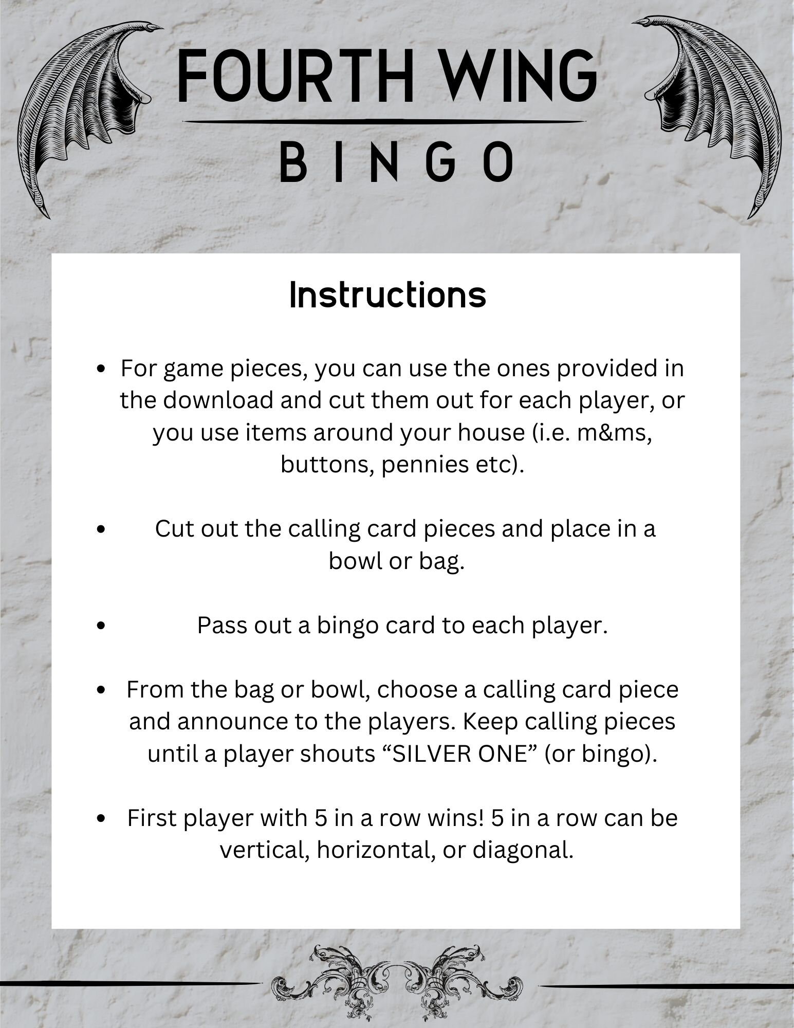 10 Fourth Wing Bingo Cards - Etsy