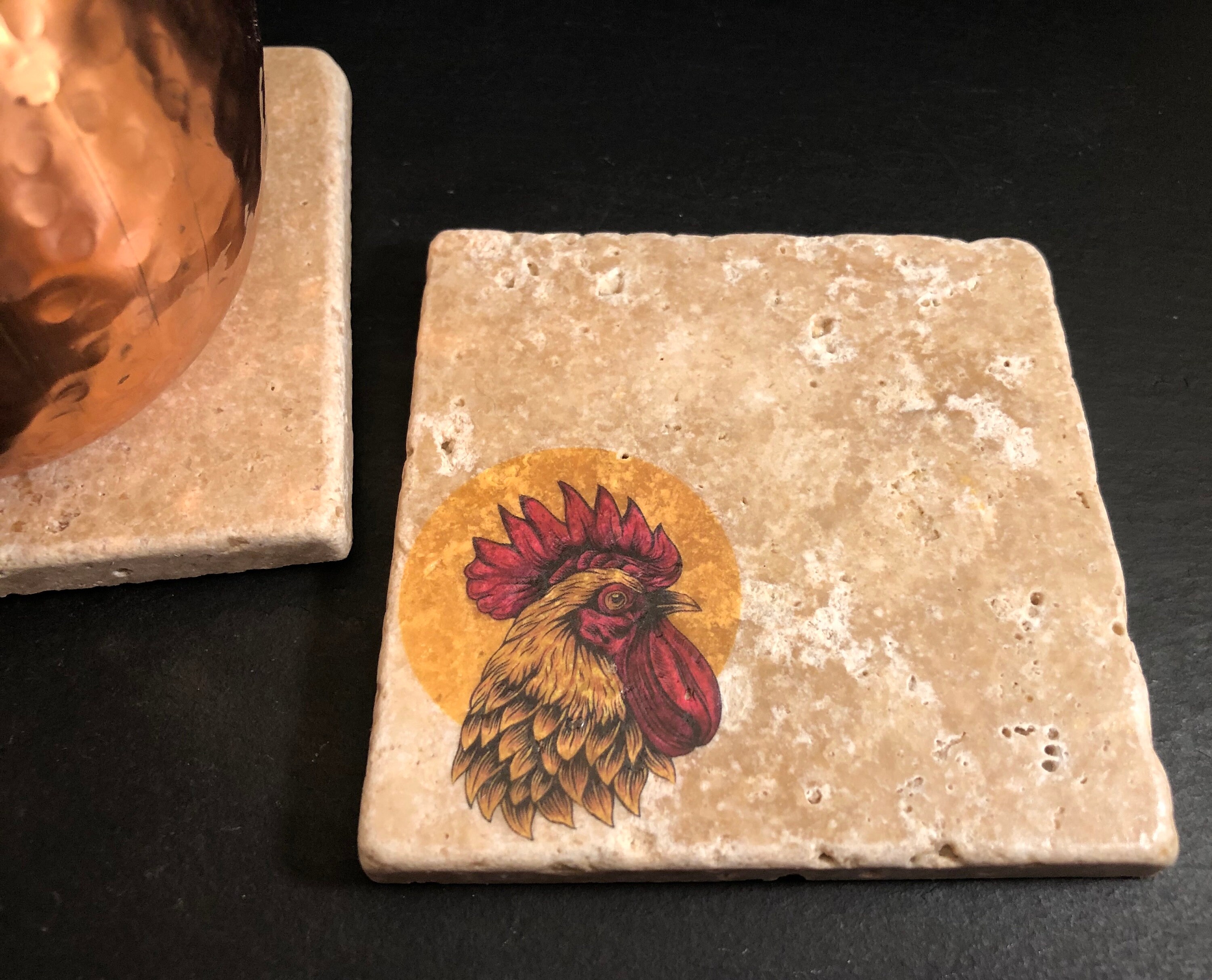 Rooster Coaster Farmhouse Coaster Chicken Coaster Coffee - Etsy