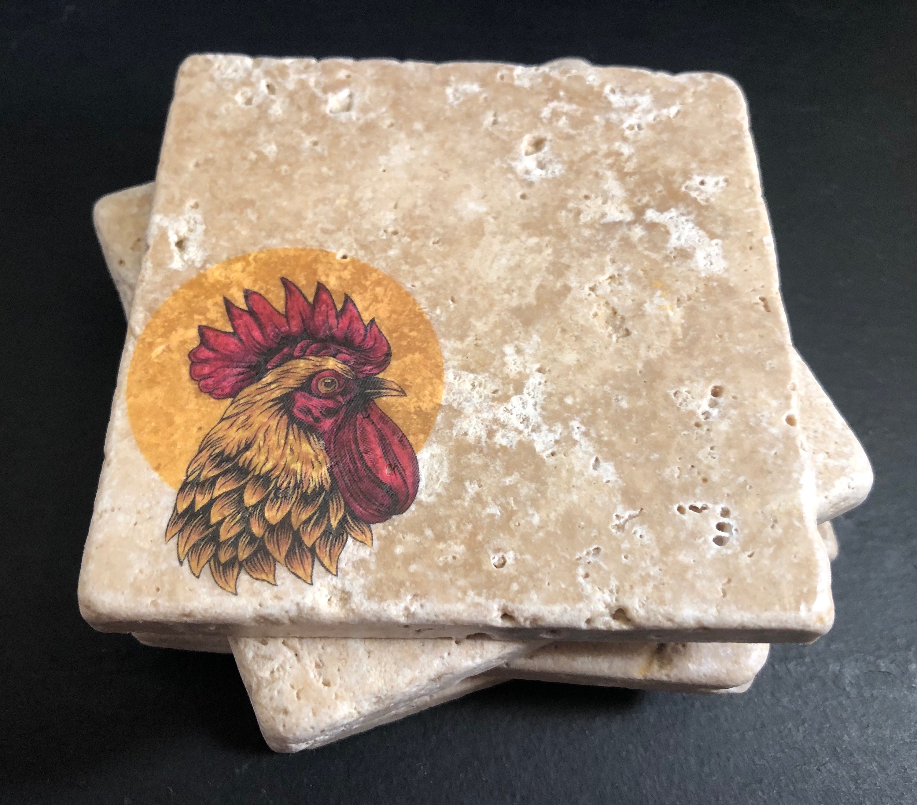Rooster Coaster Farmhouse Coaster Chicken Coaster Coffee - Etsy
