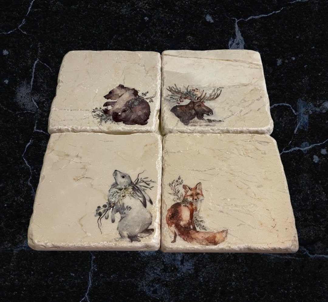 Woodland Animal Coasters, Woodland Animal Gift, Woodland Christmas ...